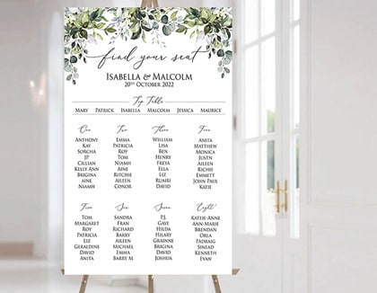 Table Plan / Seating Plan - Essex Printing Services | Quality Printing ...
